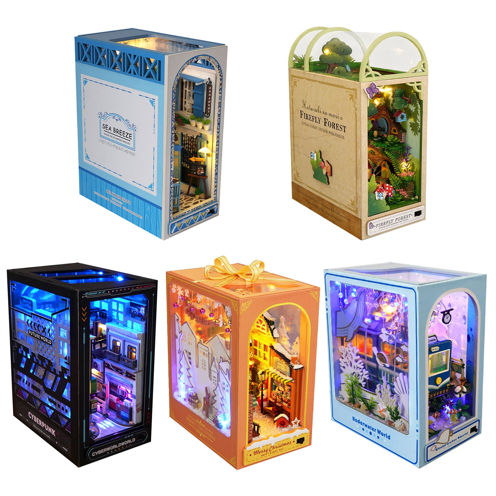 Hzsb DIY Mini House Kit Wooden Cottage Toy with Furniture Bookend Decor ...