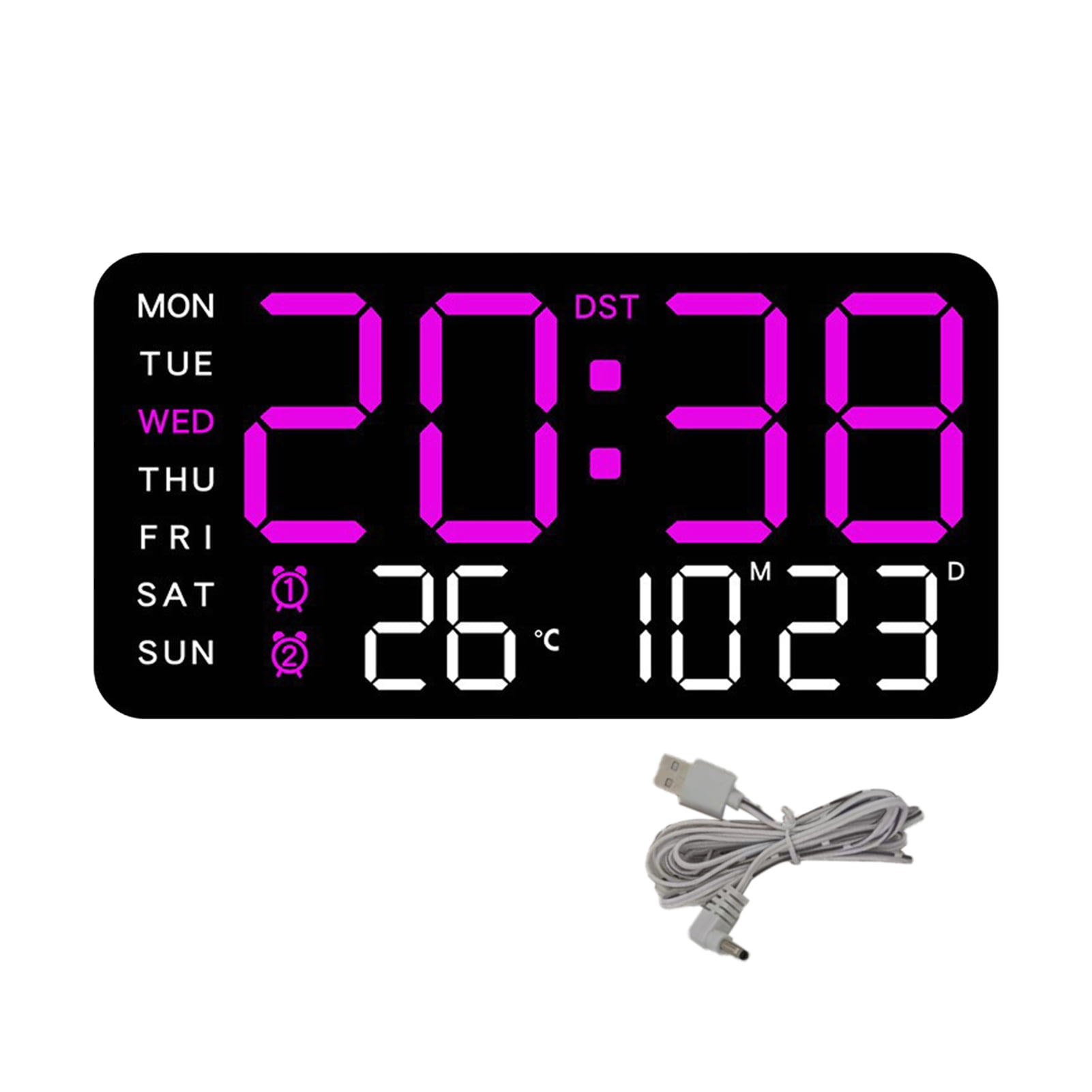 Hzsb Digital Wall Clock Large Display Auto Dimming Easy-Setup ...