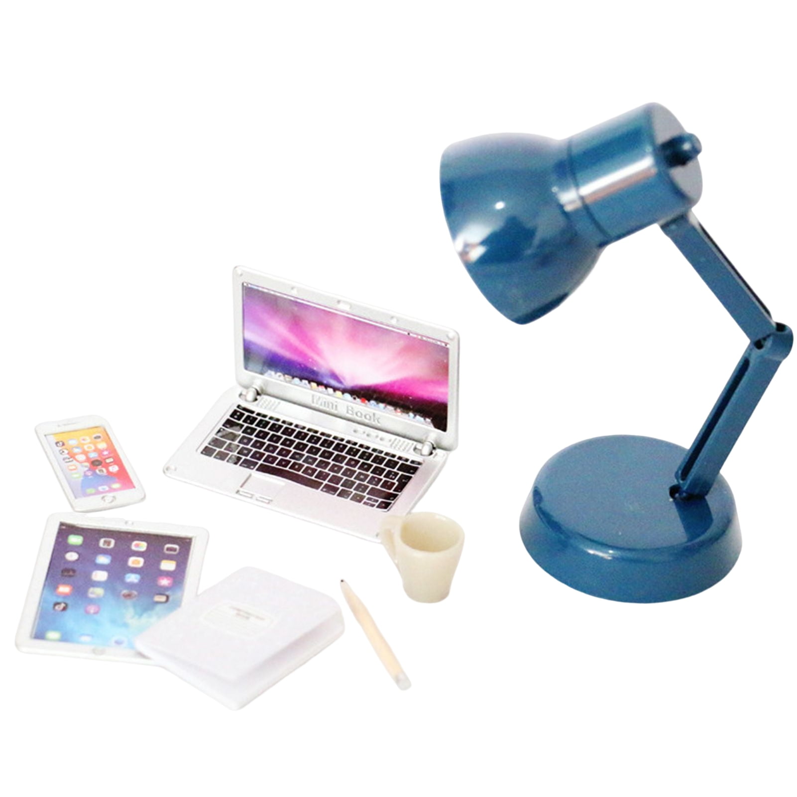 Hzsb Dollhouse Miniature Computer and Phone Toy Set Realistic ...