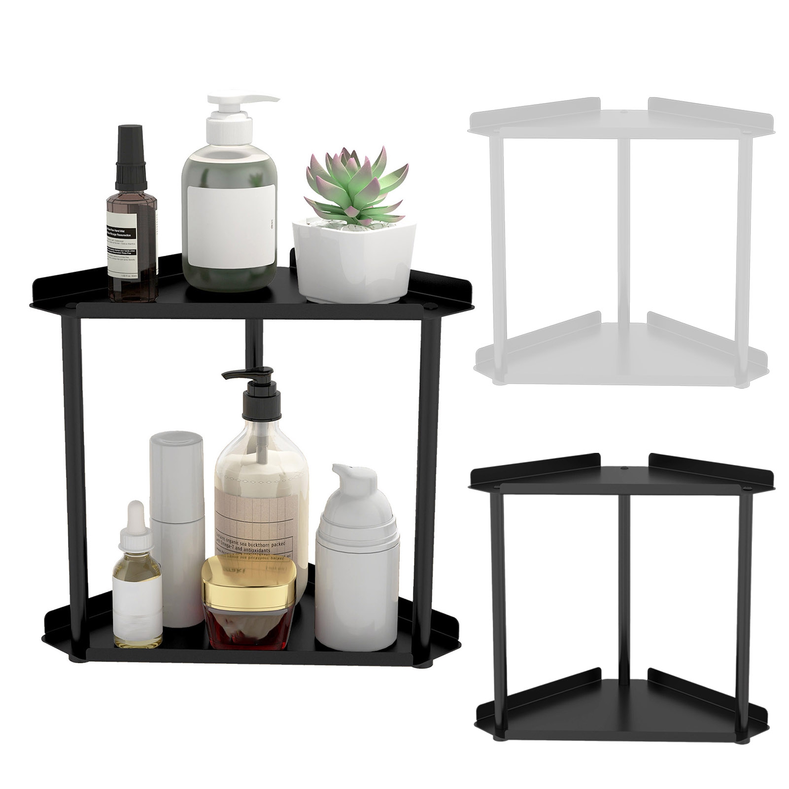 Hzsb Double Layer Storage Rack Bathroom Corner Shelf Strong Load ...