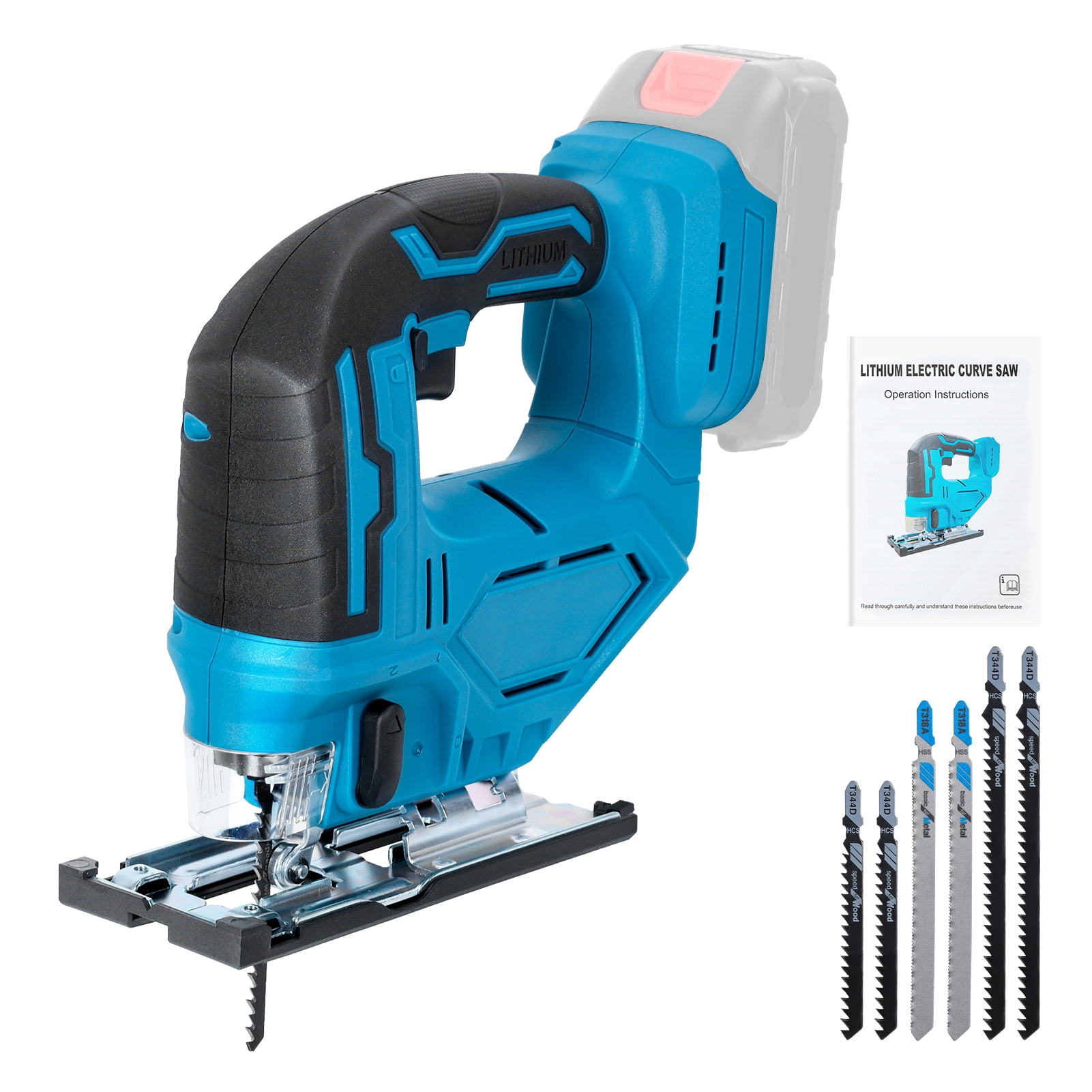 Hzsb Electric Jig Saw, Jig Saw with 6 Blades, Cordless Jigsaw Tool ...