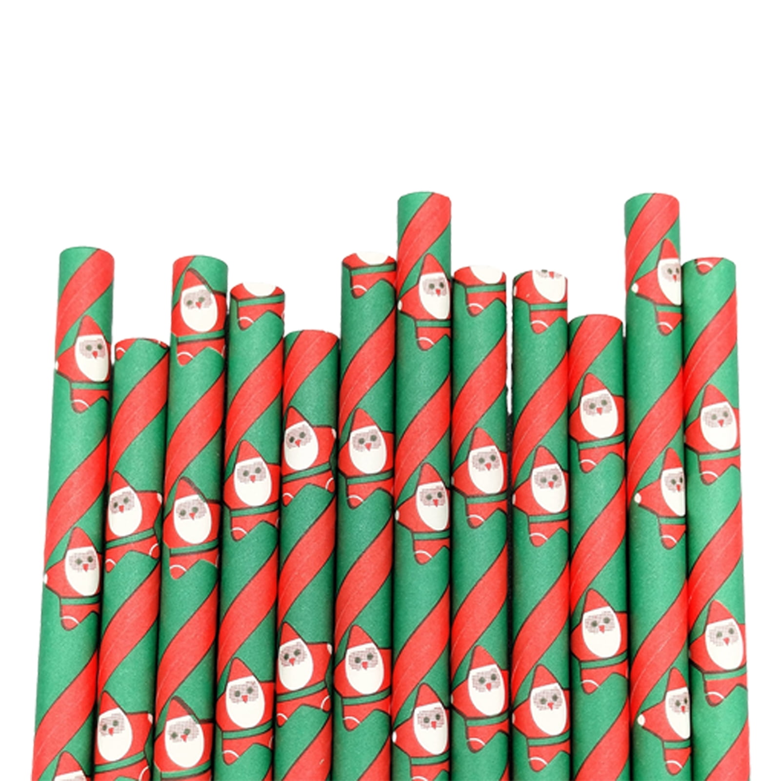 Hzsb Festive Print Disposable Paper Drinking Straws for Christmas New ...