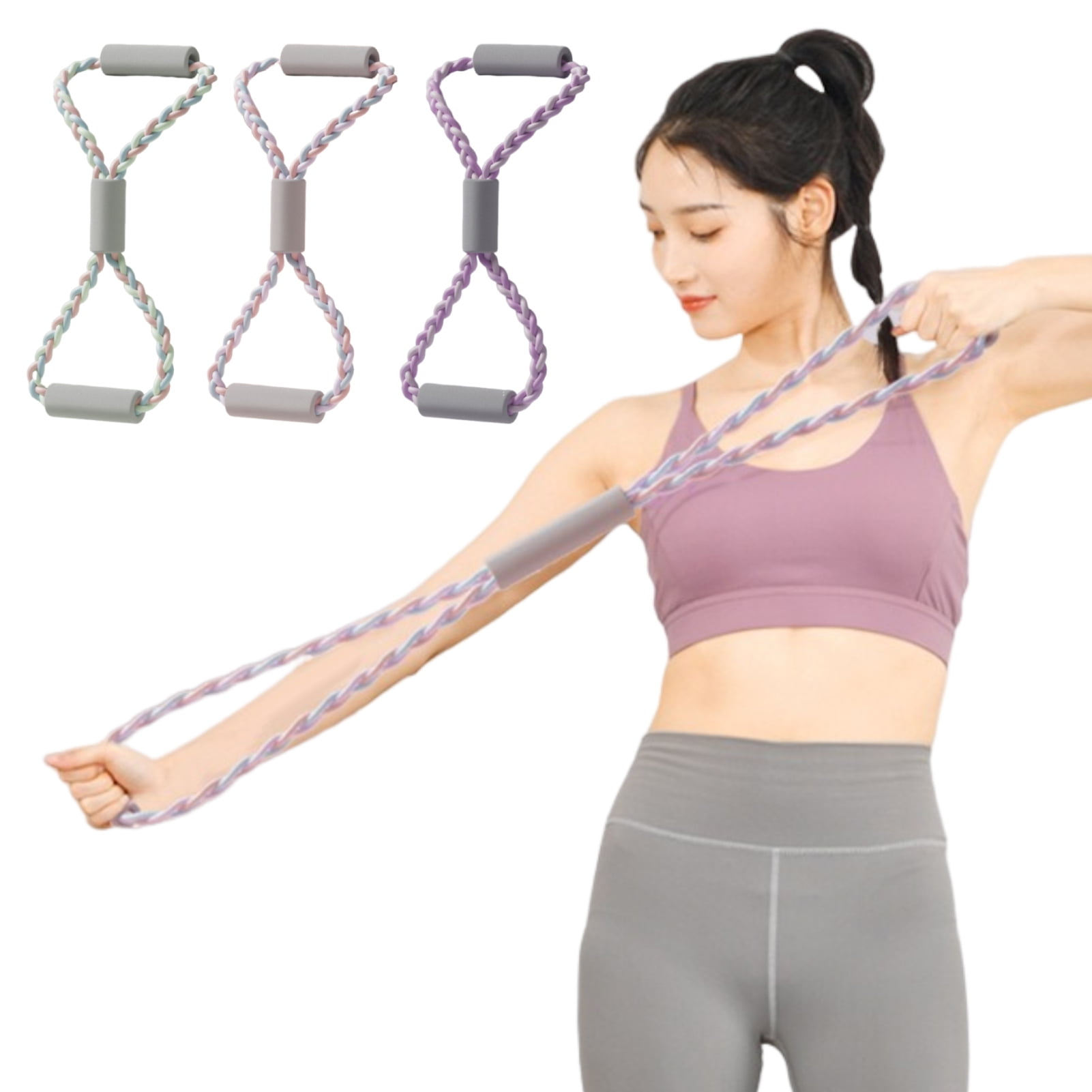 Hzsb Figure 8 Fitness Resistance Band with Anti-slip Handle Portable ...