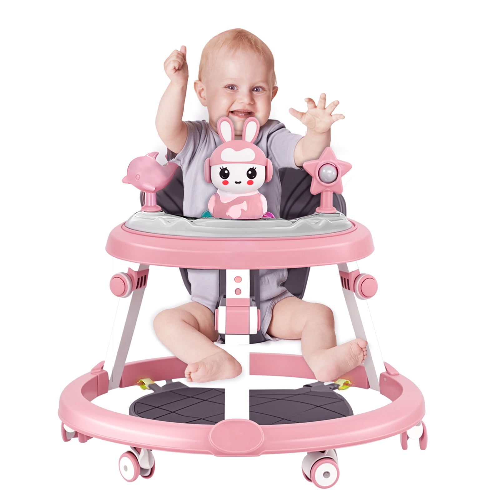 Hzsb Foldable Baby Walker with Mute Wheels, 7 Levels Height Adjustment ...