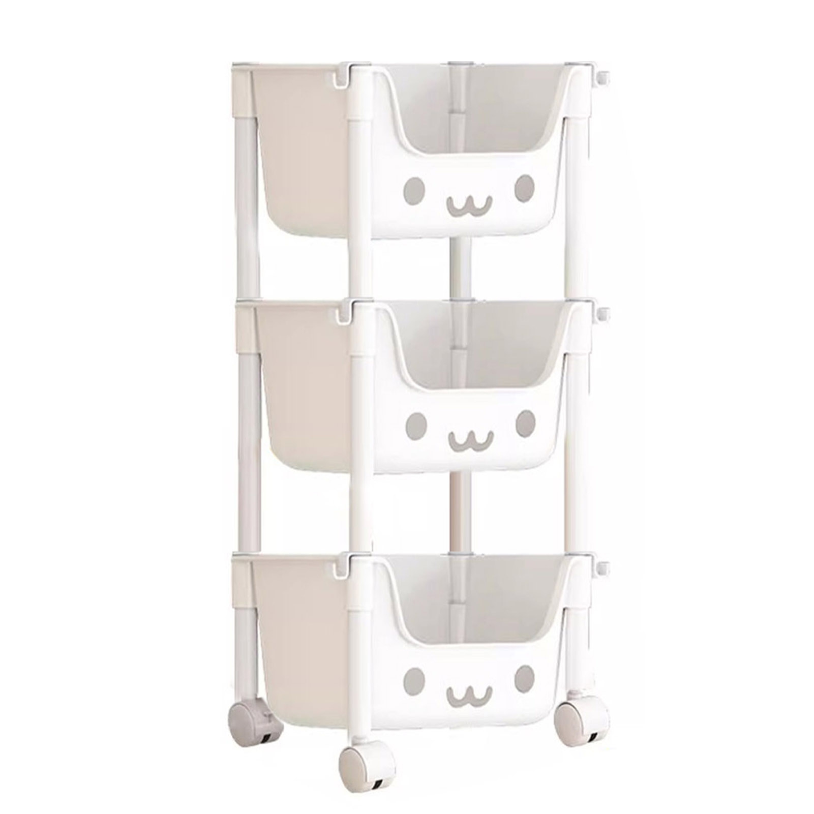 Hzsb Four-Tier Rolling Cart Storage Box with 360-Degree Wheels Sturdy ...