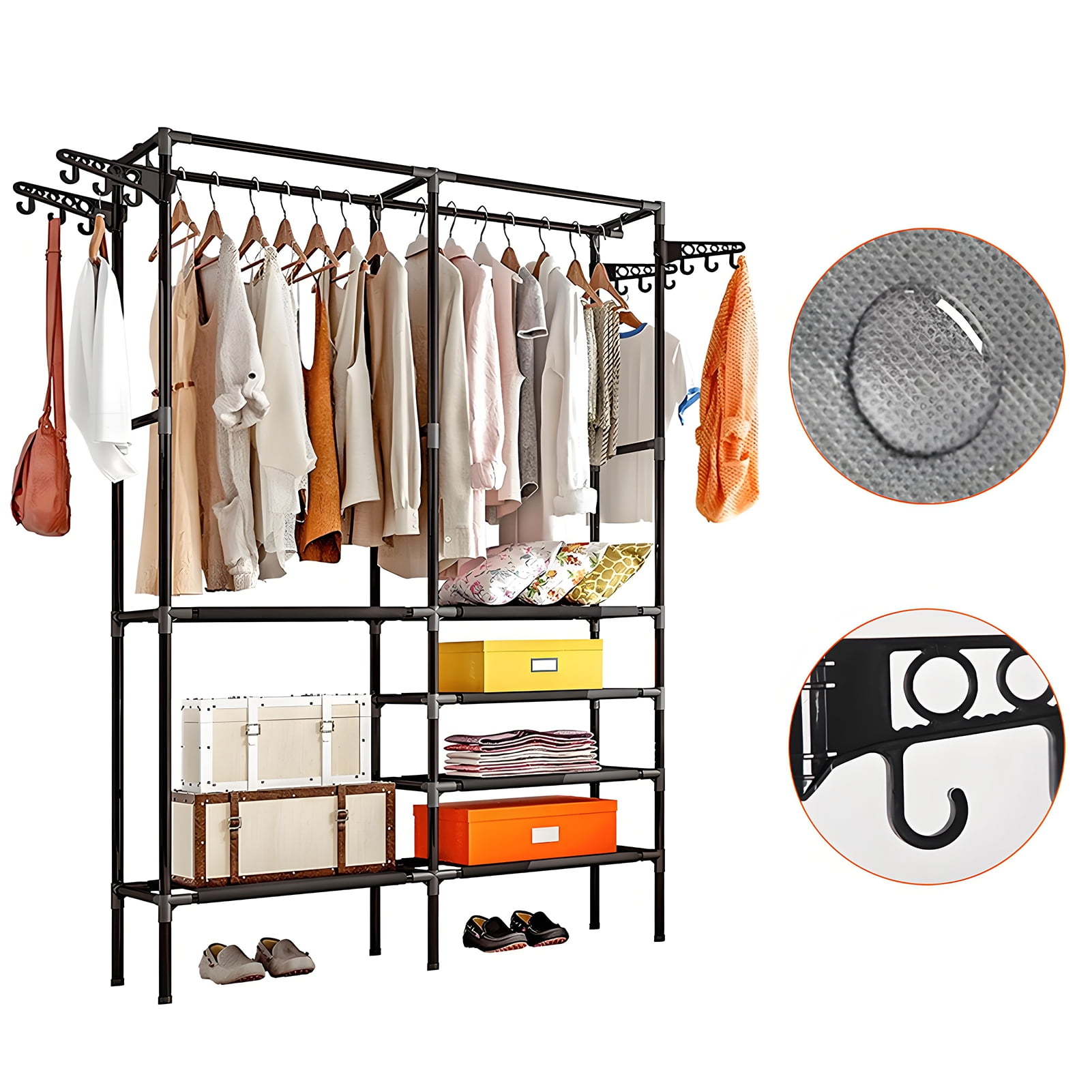 Hzsb Garment Rack 33.46inch Freestanding Wardrobe Closet With Extended ...