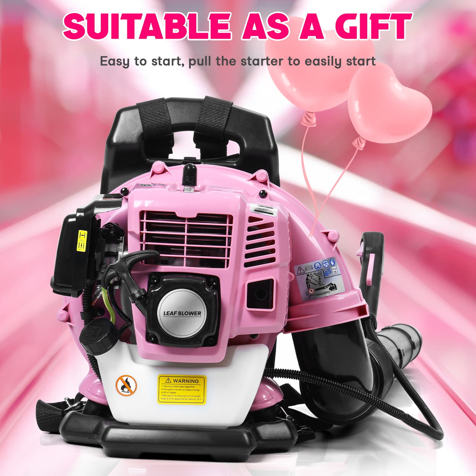 Hzsb Gas Powered Leaf Blower,52CC 2-Stroke 550 CFM Long Pipe Snow ...