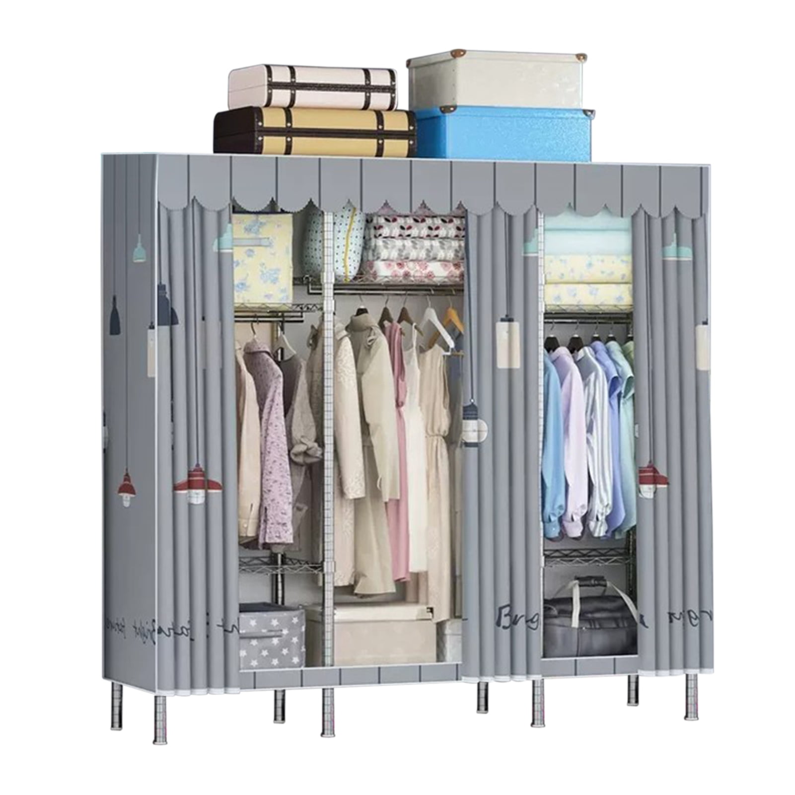 Hzsb Heavy Duty Wardrobe Closet, Bedroom Portable Closet with Oxford ...