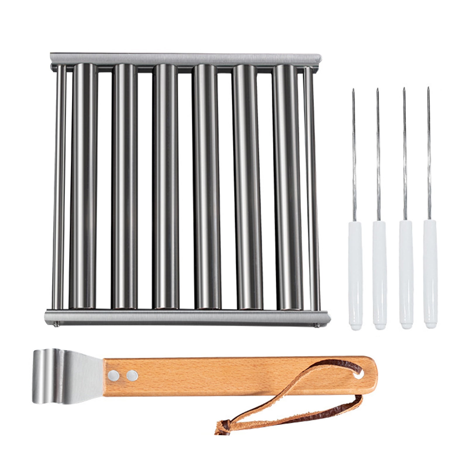 Hzsb Hot Dog Roller Rack with Wooden Handle BBQ Sausage Roller Rack ...