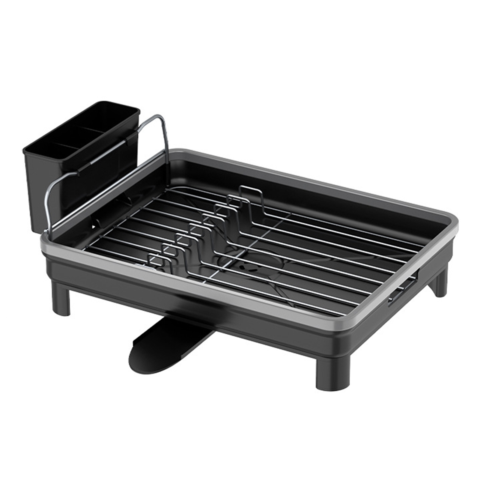 Hzsb Kitchen Dish Drainage Rack Stainless Adjustable Drain Hole and Tube with Cutlery Holder ...