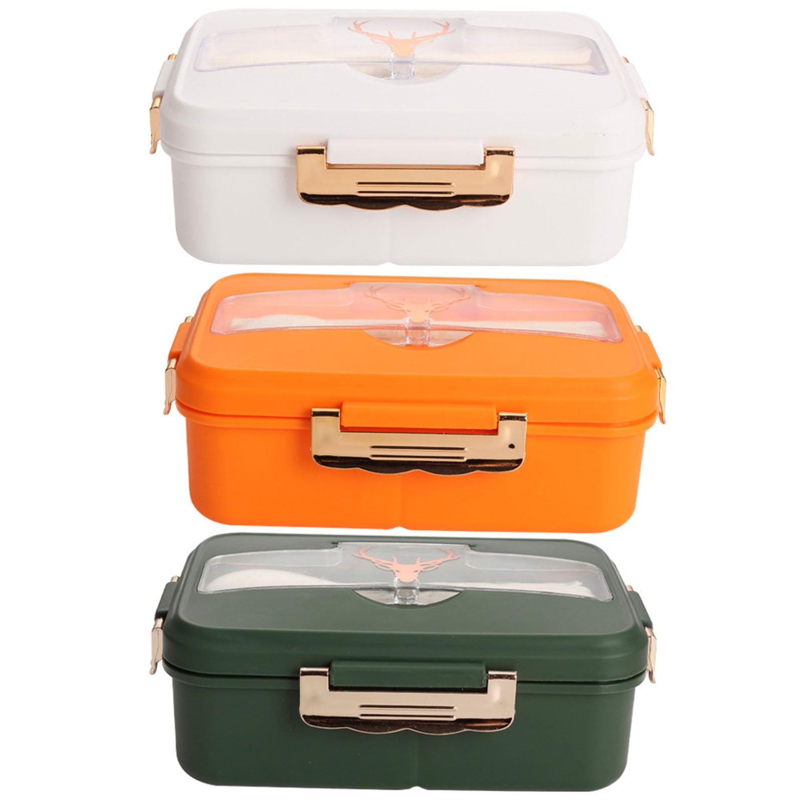 Hzsb Lunch Box Set with Spoon Chopsticks Compartments Design Plastic ...