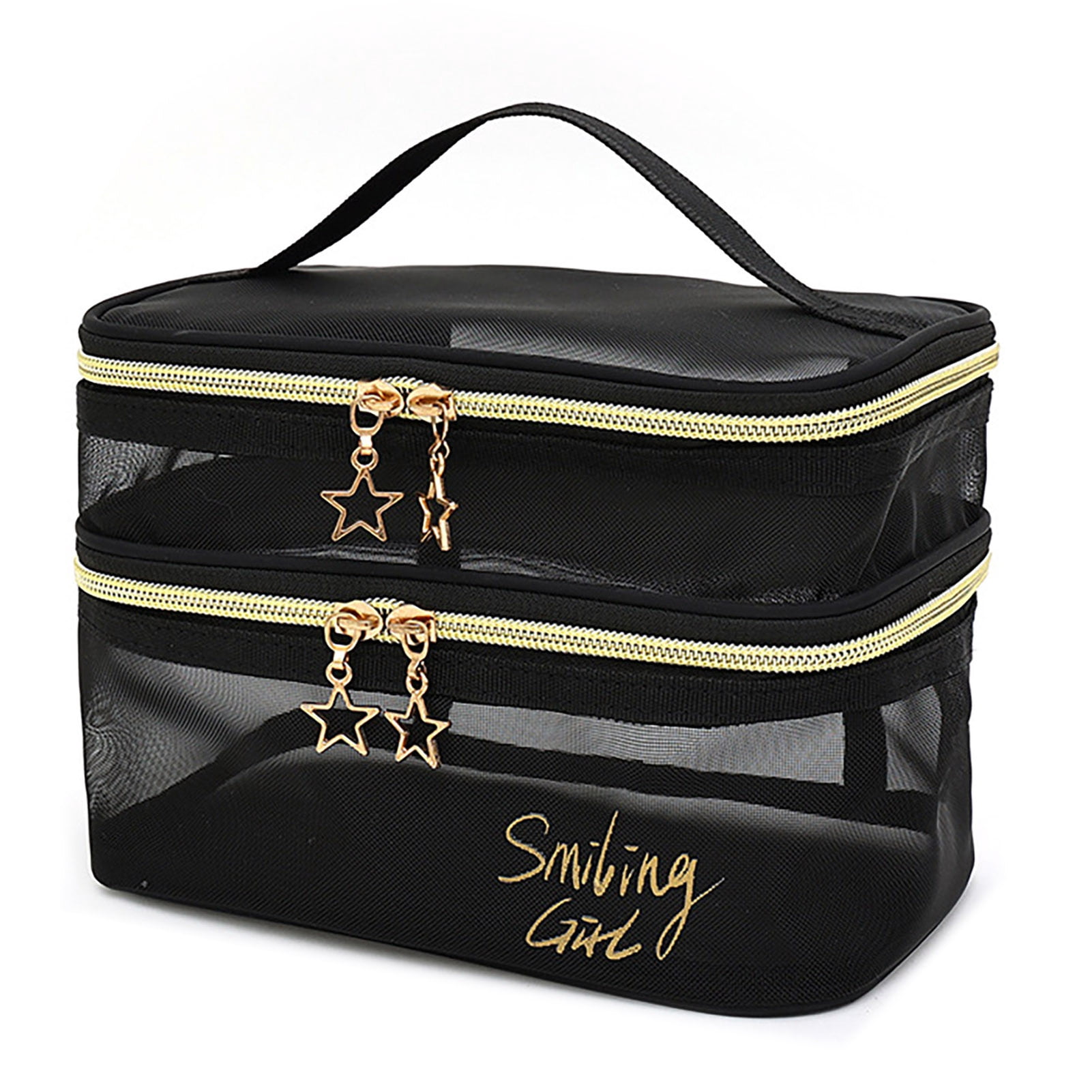 Hzsb Mesh Makeup Bag Double Layer Transparent Design Easy Access Dual ...