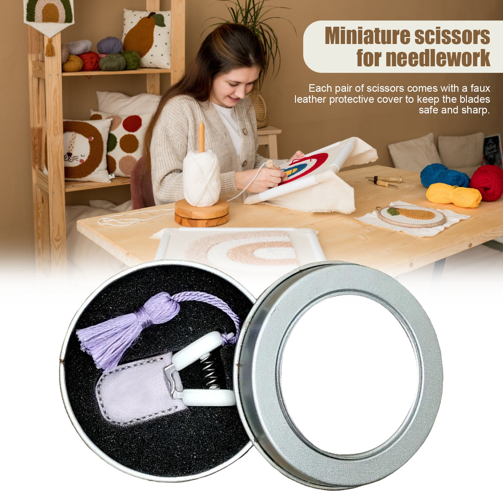 Hzsb Mini Knitting Scissors Set with Protective Case Storage Box ...