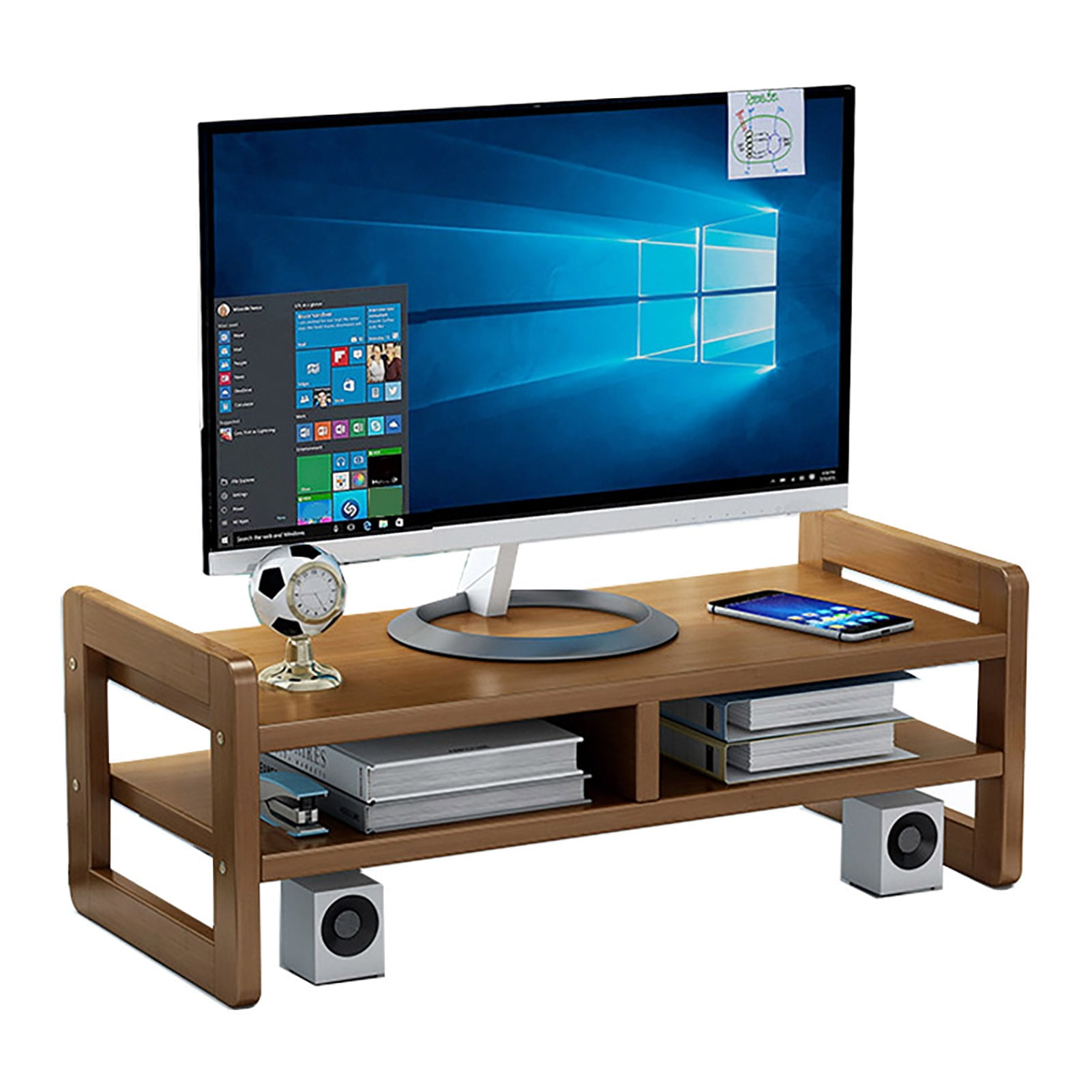 Hzsb Monitor Stand Riser Computer Wood Desk Organizer with Shelf Strong ...