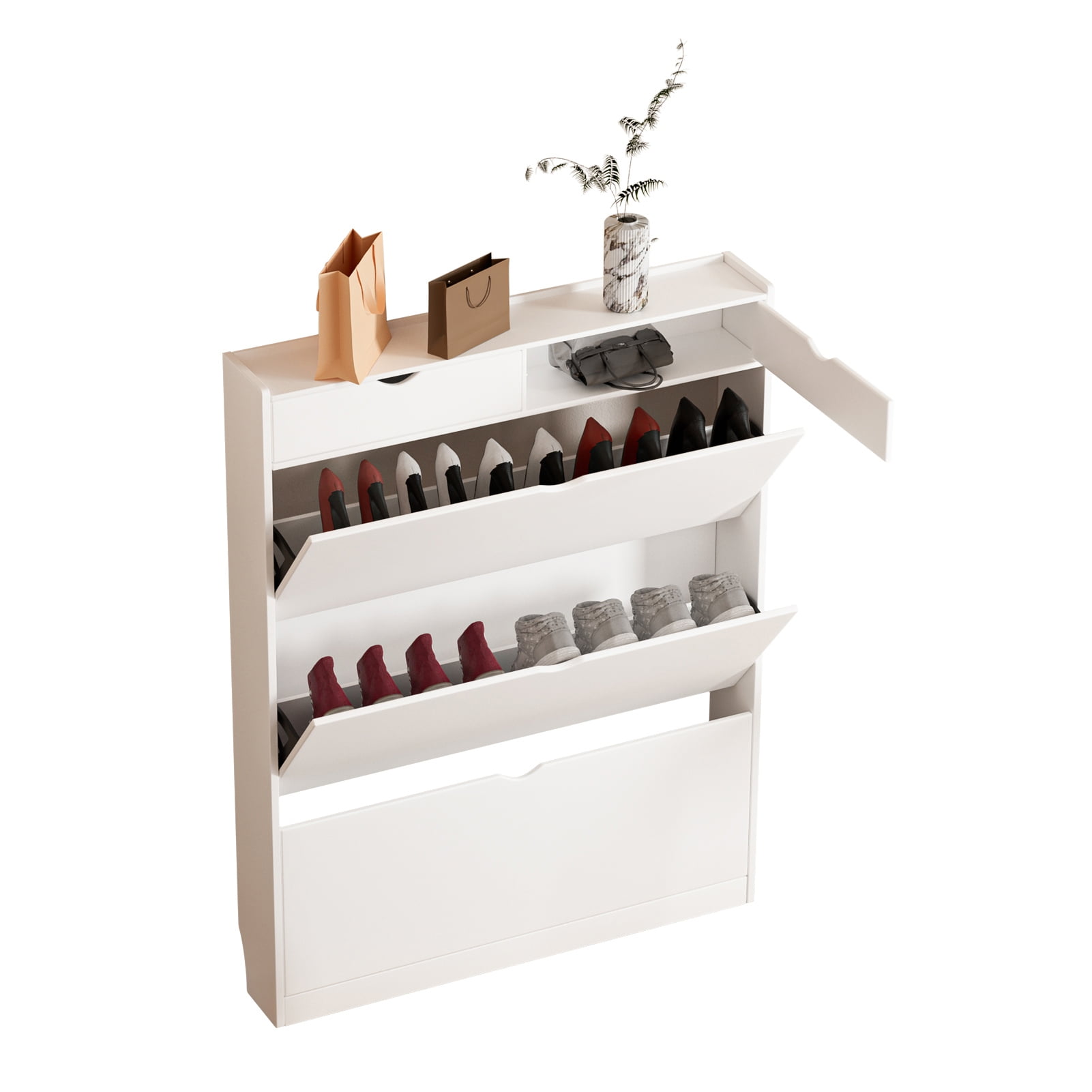 Hzsb Narrow Shoe Cabinet with 3 Flip Drawers & 2 Push-pull Drawers,, 4 ...