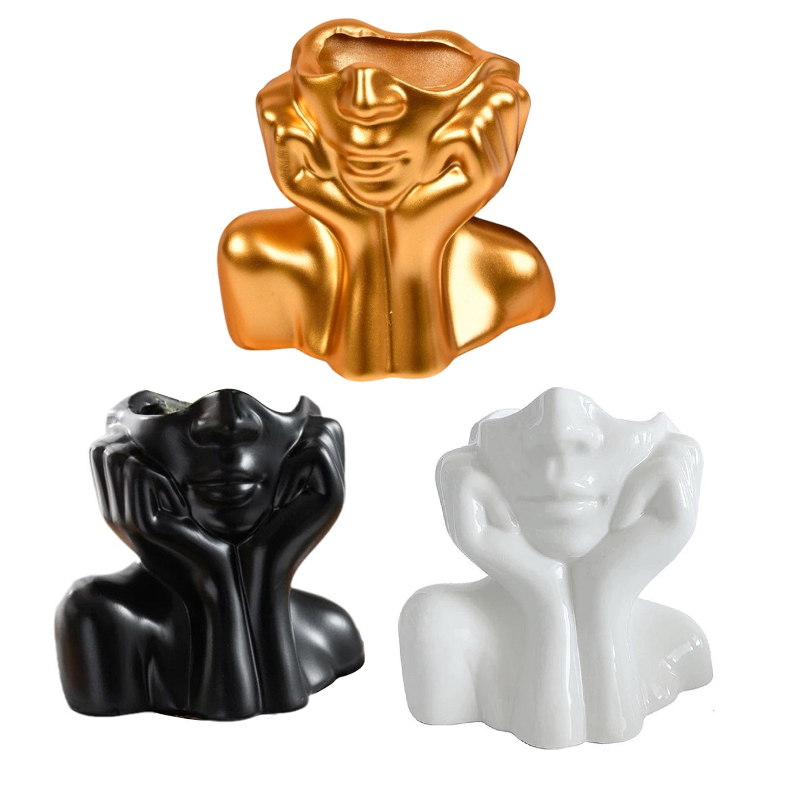 Hzsb Resin Face Vase Flower Pot Abstract Art Vase Female Form Modern ...