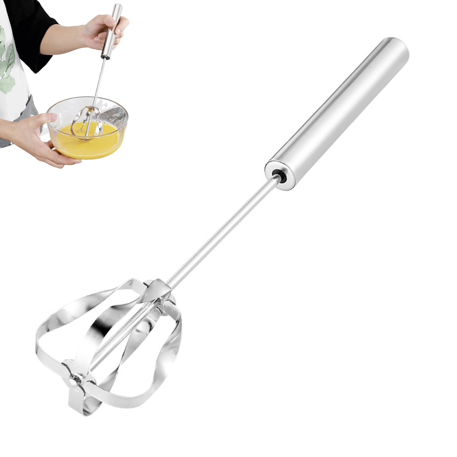 Hzsb Semi-Automatic Whisk Stainless Steel Egg Beater Hand Push Rotary ...
