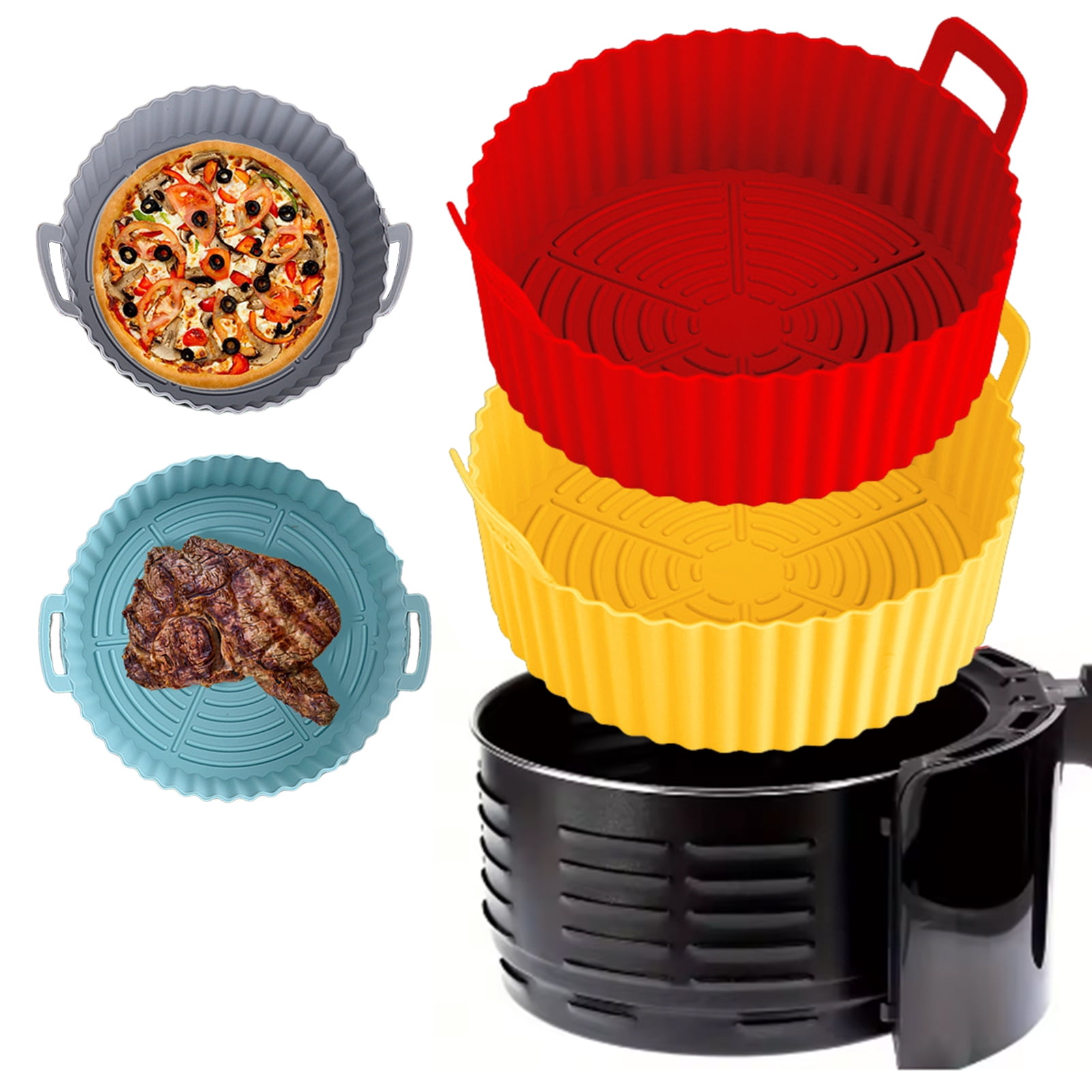 Hzsb Silicone Baking Pan Tray for Air Fryer Reusable Liner Pot ...