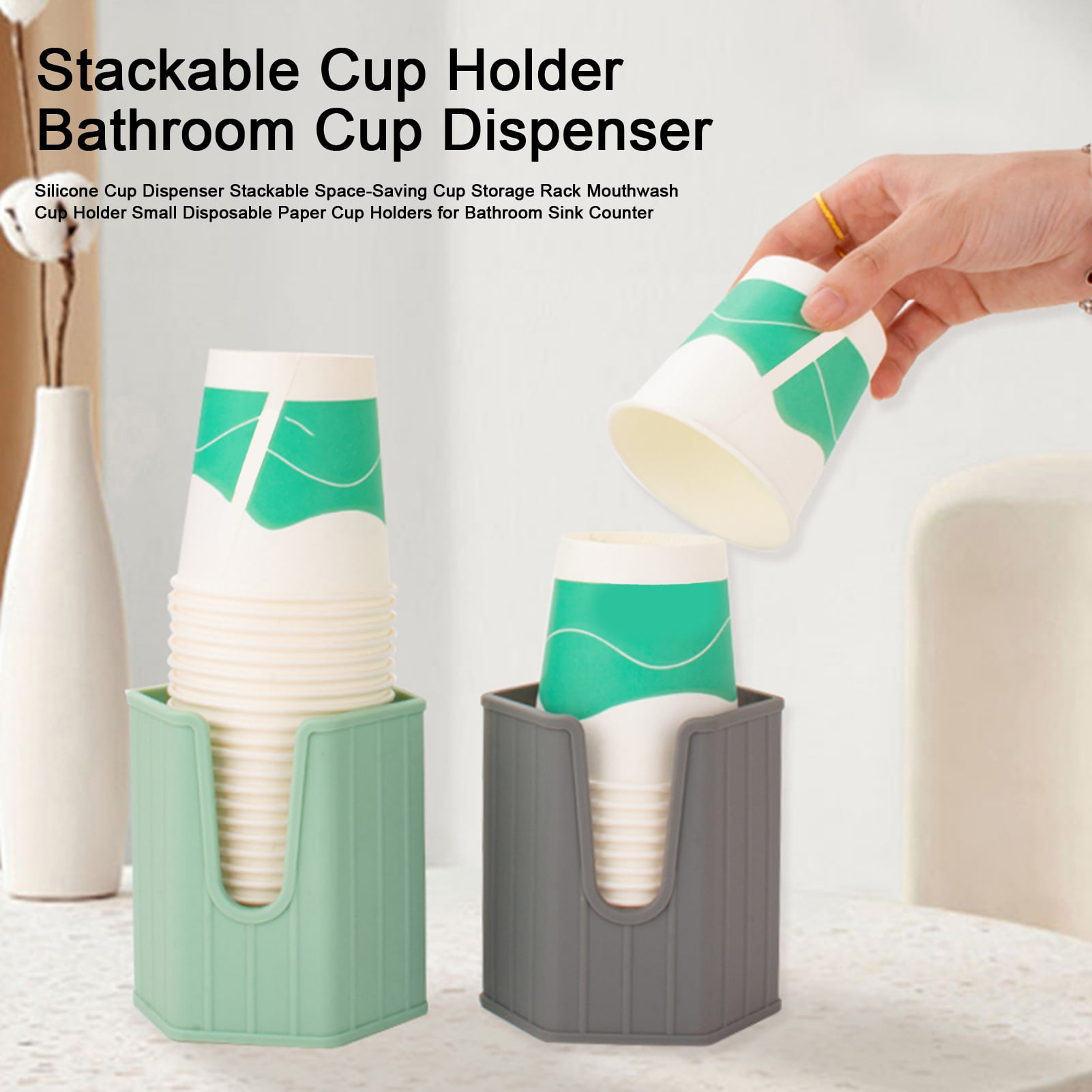 Hzsb Silicone Cup Dispenser Stackable Space-Saving Cup Storage Rack ...