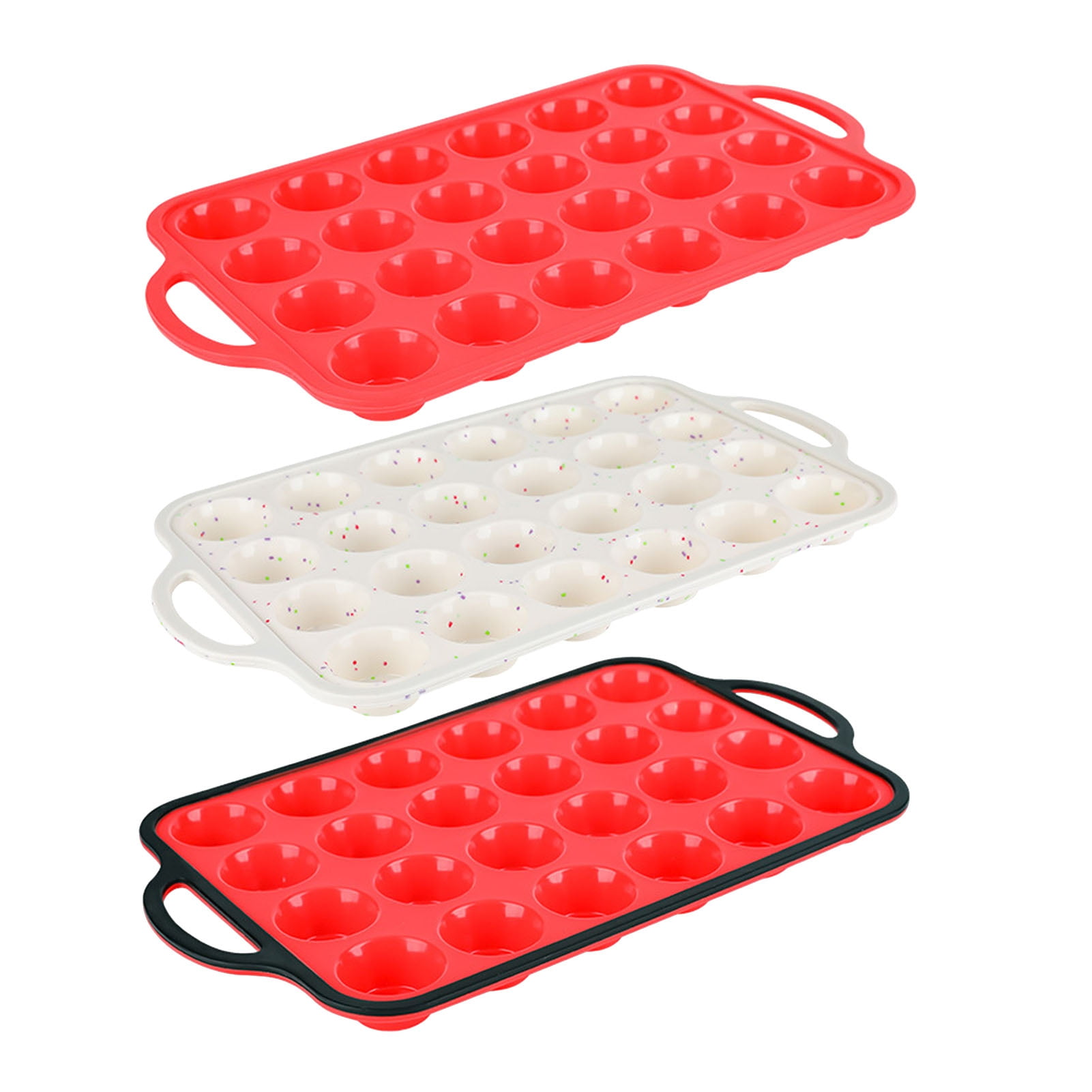 Hzsb Silicone Waffle Mold 24 Cups Nonstick Cake Pan with Reinforced ...