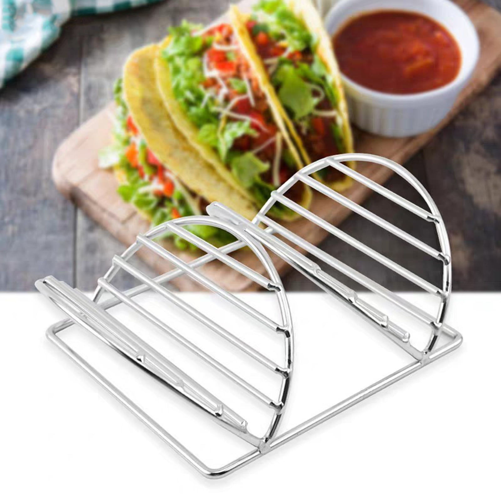 Hzsb Stainless Steel Taco Holder Stands for 3 Tacos Rust-Proof Taco ...