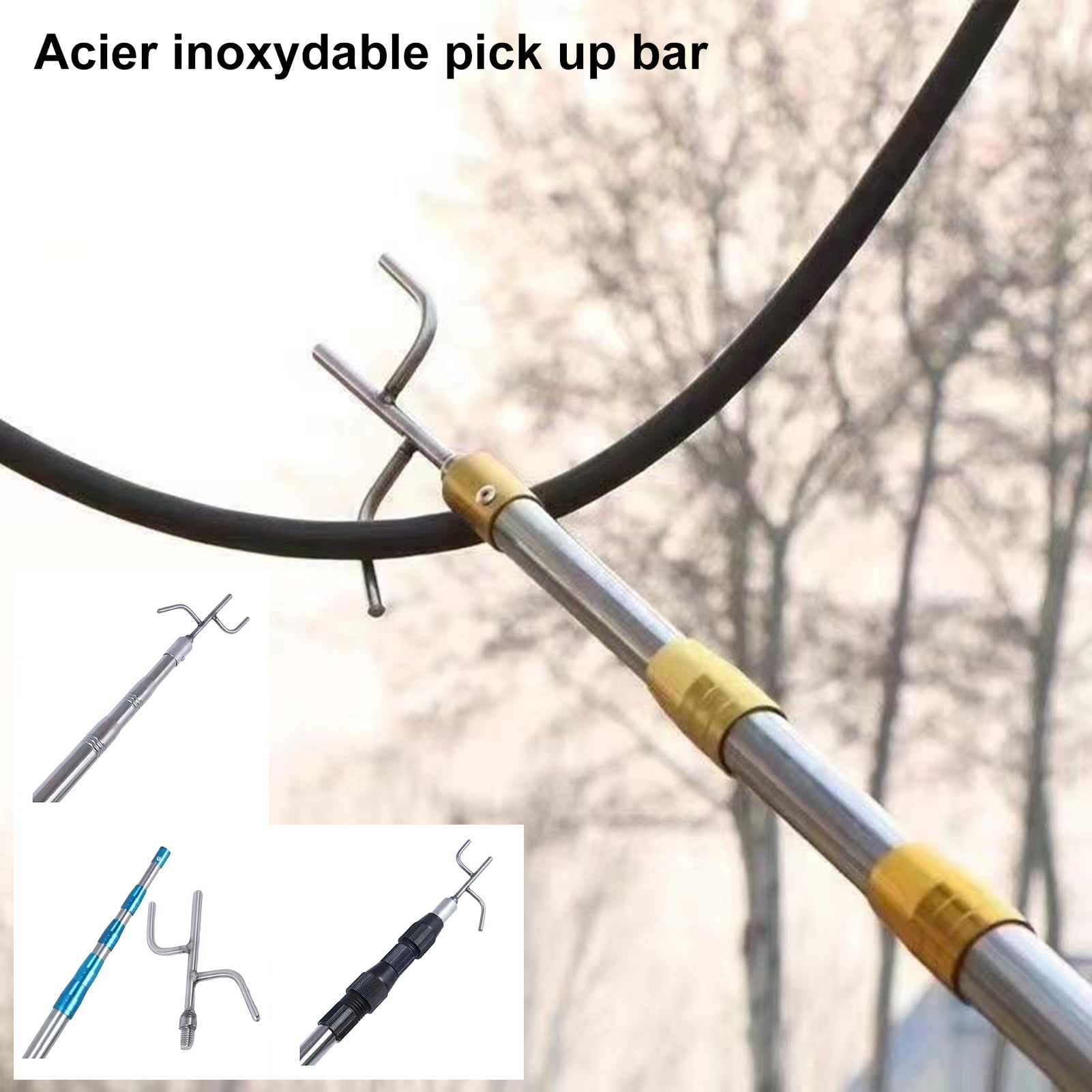 Hzsb Stainless Steel Telescopic Capture Pole with Pickup Hook Curtain ...
