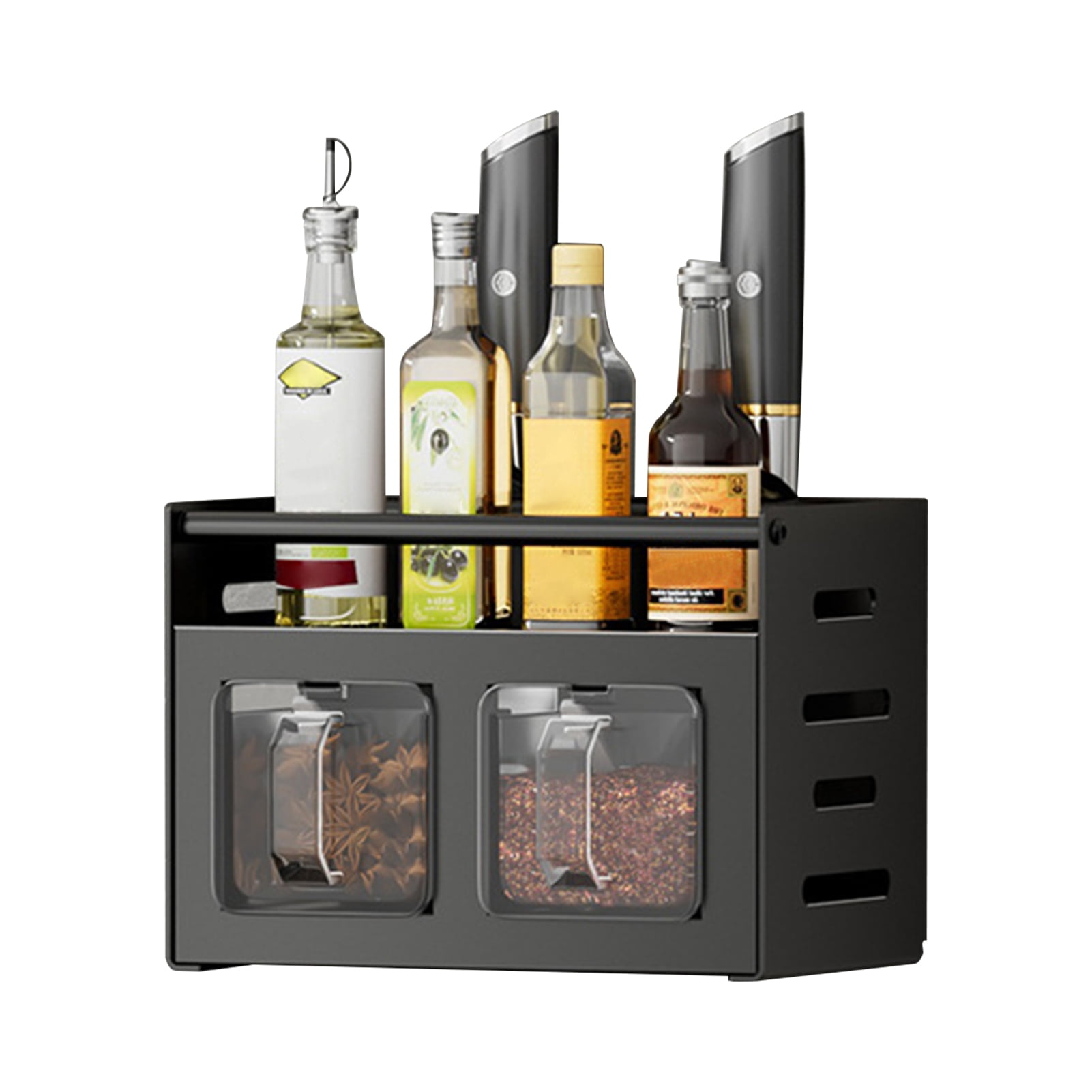 Hzsb Stainless Steel Wall Spice Rack with Drawer Style No Drilling ...