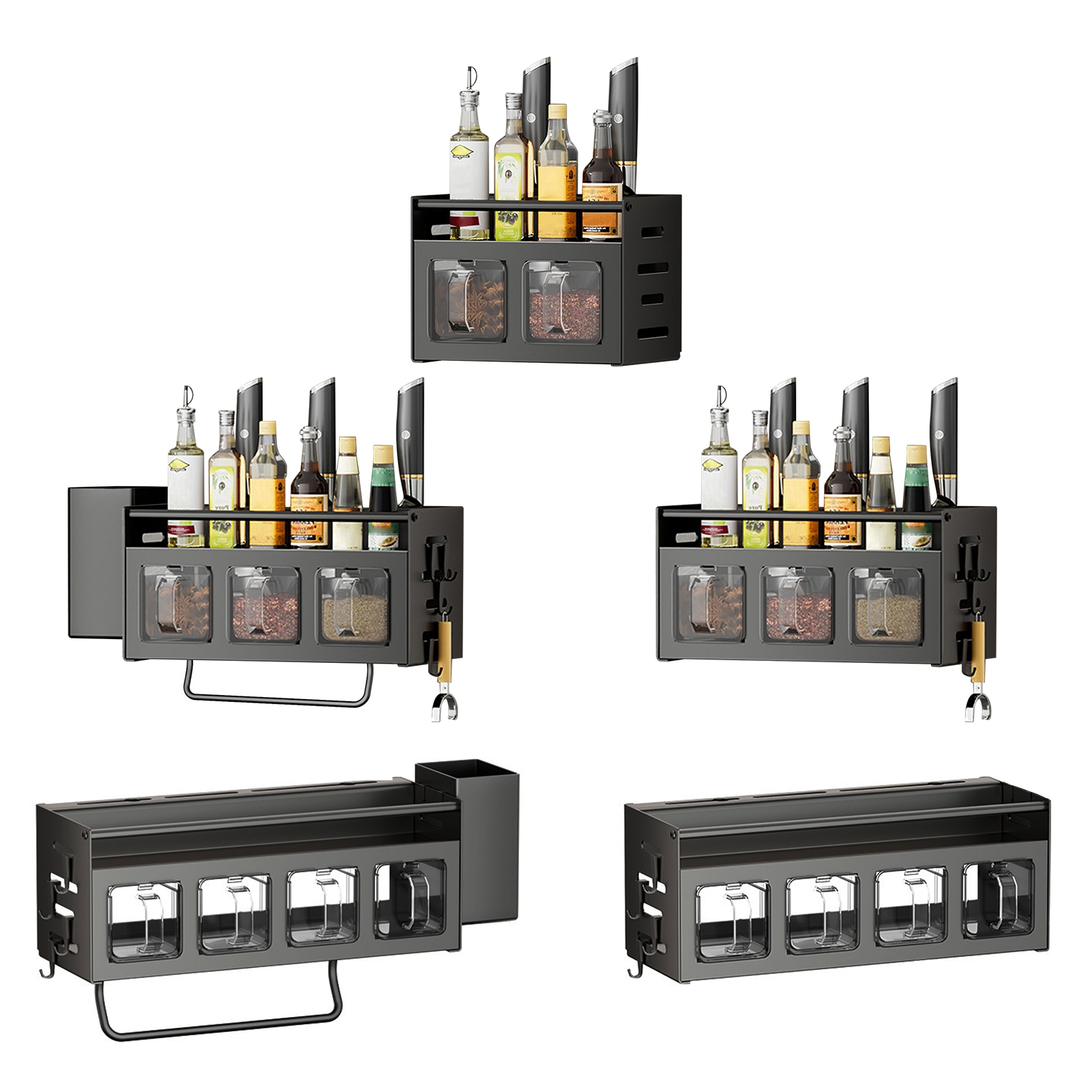 Hzsb Stainless Steel Wall Spice Rack with Drawer Style No Drilling ...