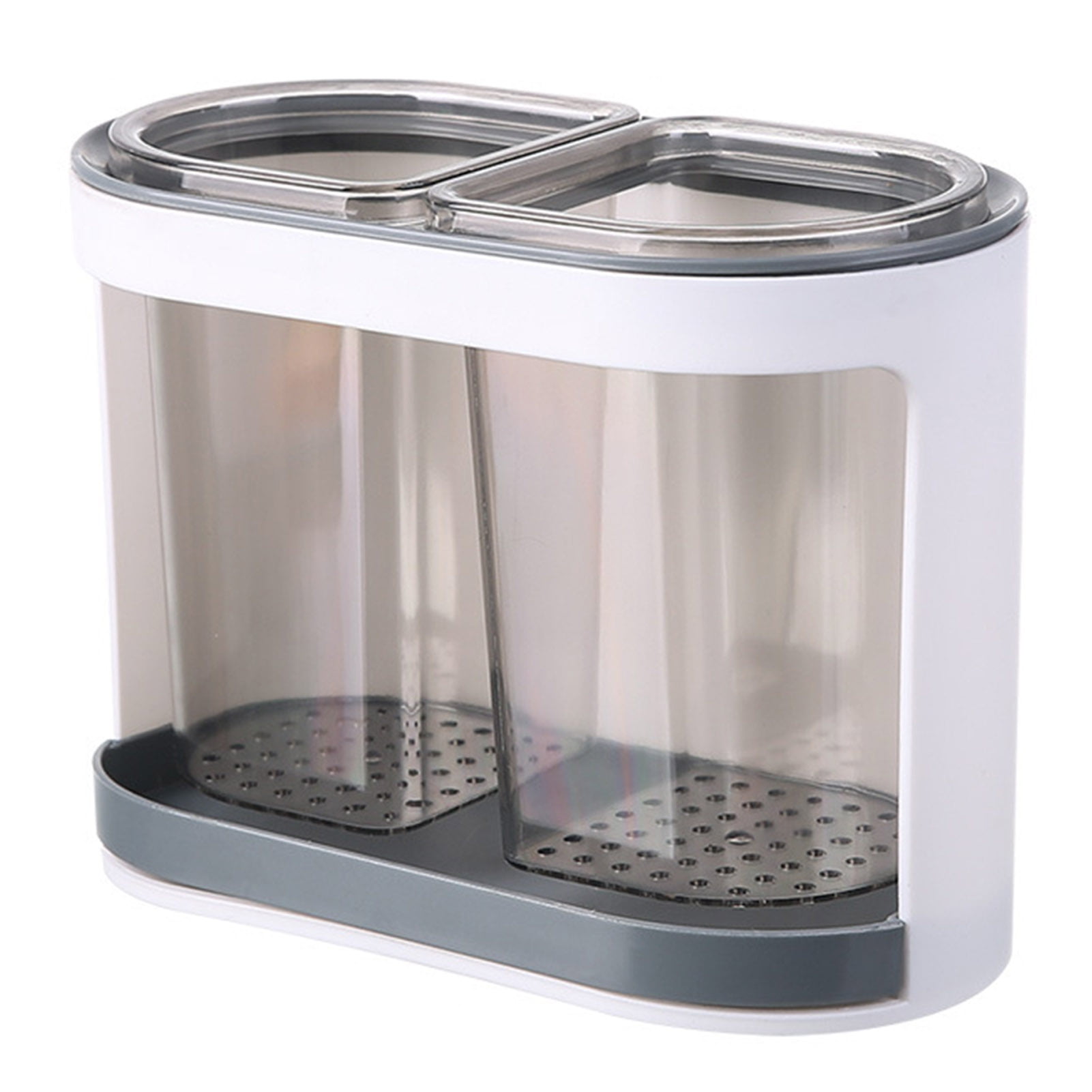 Hzsb Utensil Holder Cutlery Drainer Two-compartments Transparent Wall ...