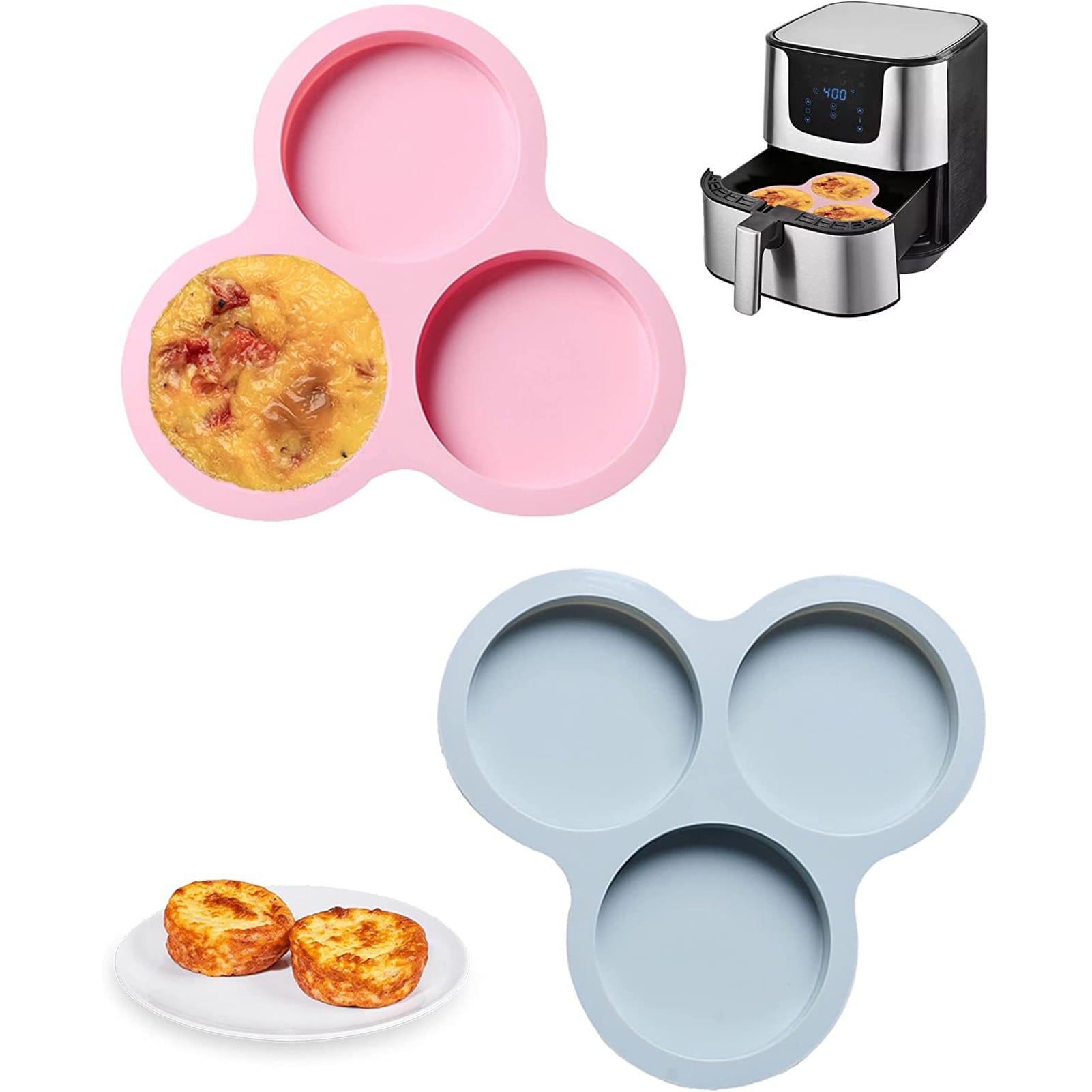 Hzsb Versatile Silicone Egg Mold 2Pcs 3-Cavity BPA-Free Easy Clean Food ...