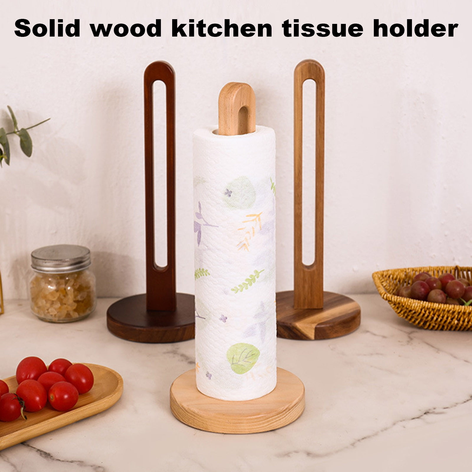 Hzsb Wooden Paper Towel Holder with Stable Base Non-Slip Design Easy ...