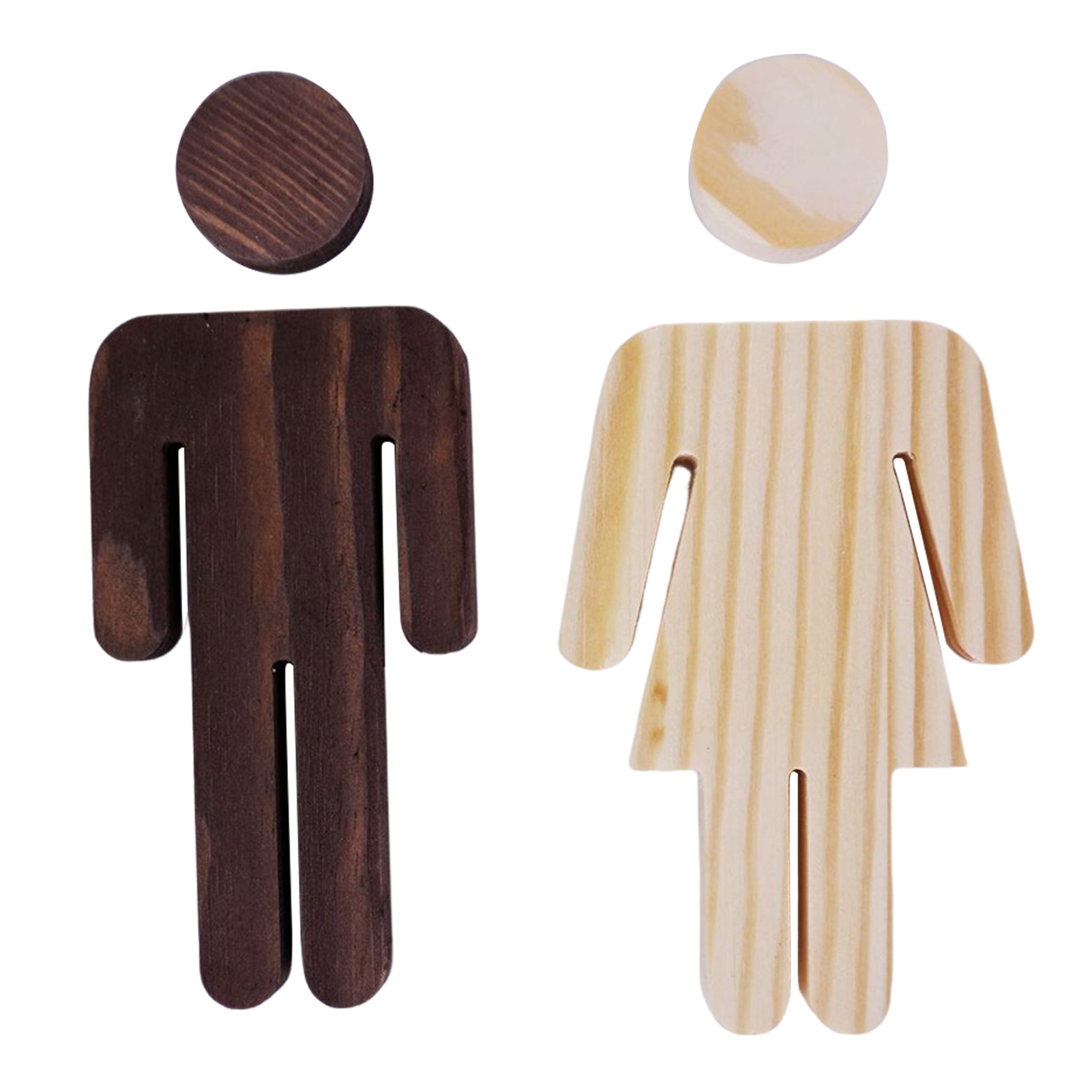 Hzsb Wooden Toilet Sign Self-Adhesive WC Door Plate Men And Women Hot ...