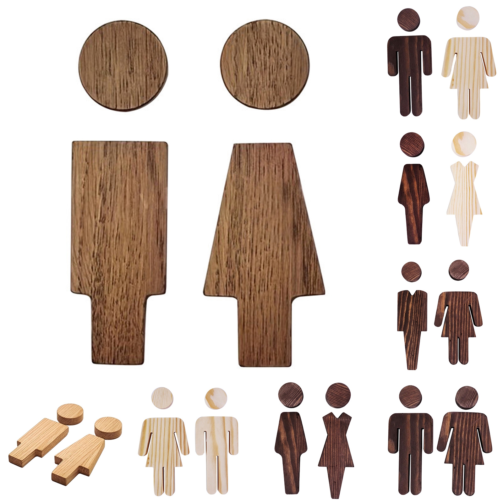 Hzsb Wooden Toilet Sign Self-Adhesive WC Door Plate Men And Women Hot ...