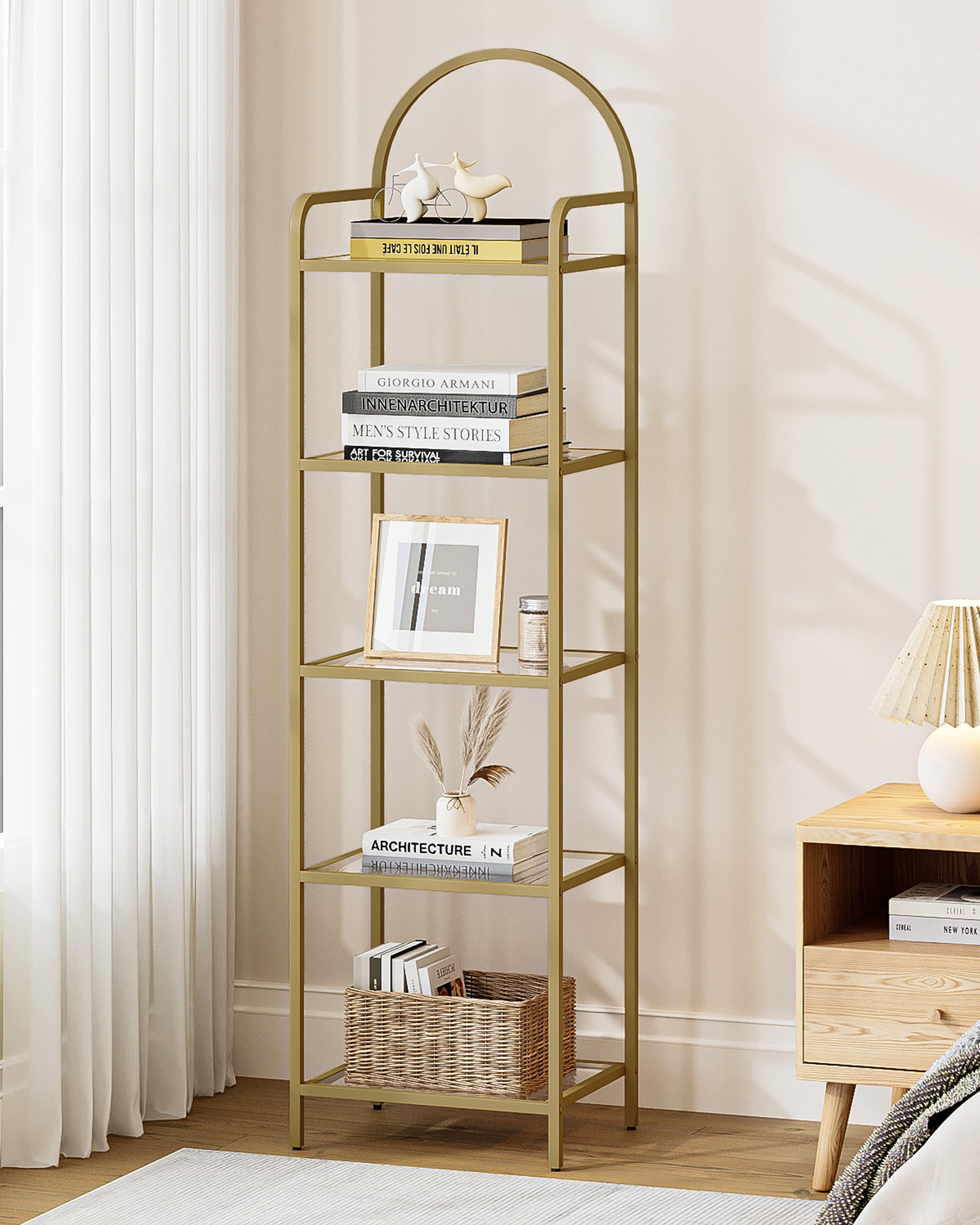 Zimtown 4 Tier Metal Leaning Ladder Shelf Bookcase Bookshelf Storage ...