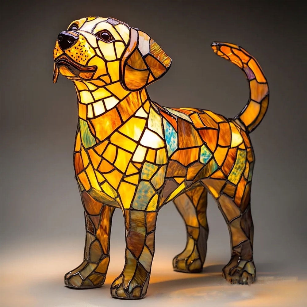 HzyK 2025 Novelty Stained Glass Labrador Retriever Lamp, Retro Dog ...