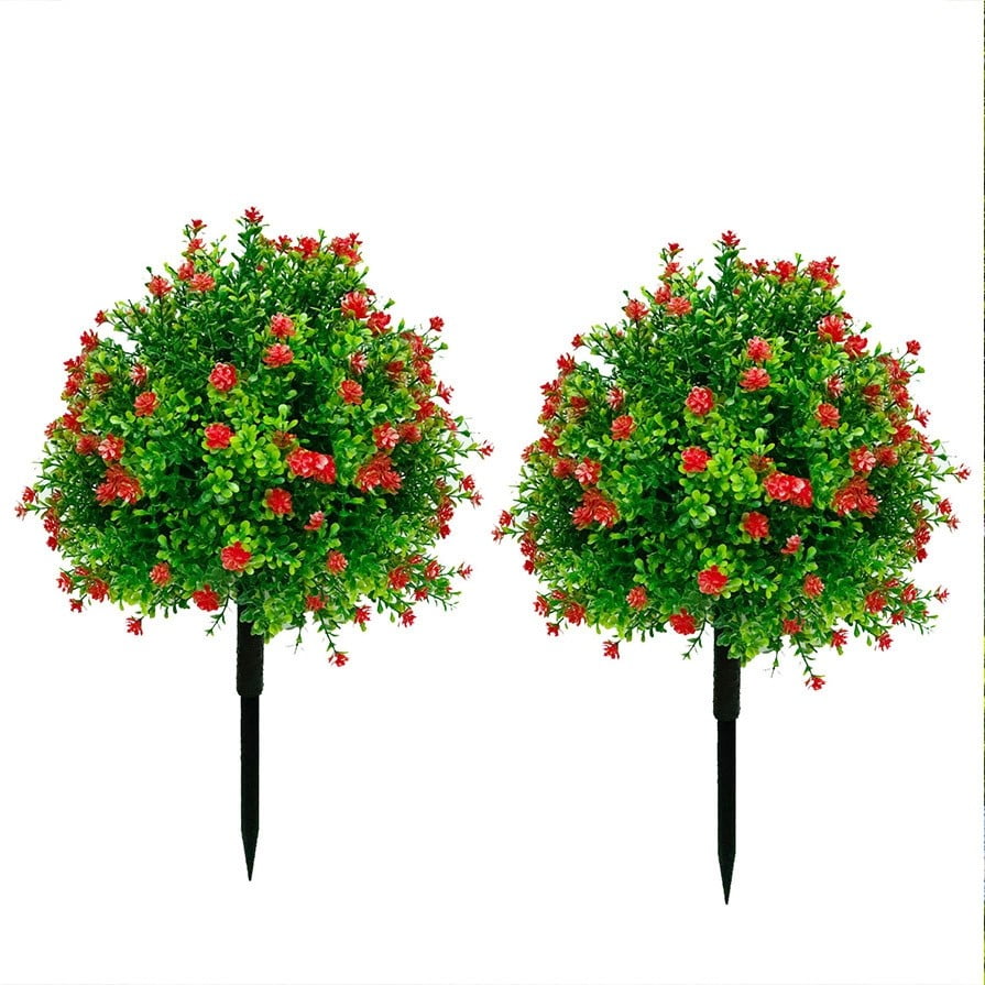 HzyK 24 Inch Artificial Red Rose Topiary Tree Faux Floral Arrangement ...