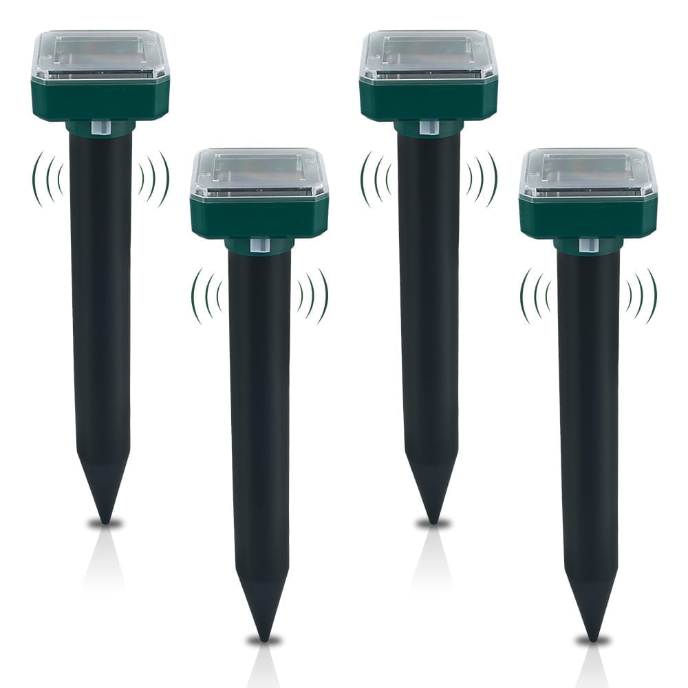 HzyK 4 Pack Solar Mole Repellent Ultrasonic Snake Repellent Waterproof ...