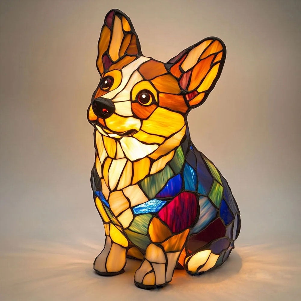HzyK Corgi Lamp, 2025 New Lamps for Night Stands, Stained Resin Dog ...