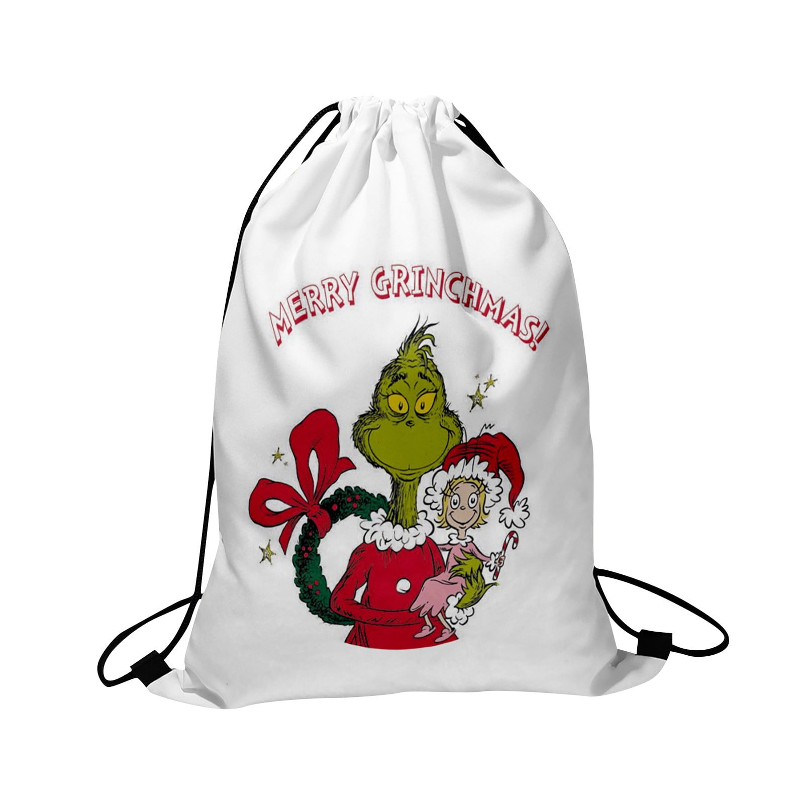 HzyK Festive Holiday Drawstring Backpack With Merry Grinchmas Design ...