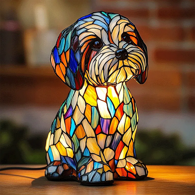 HzyK Lamp Stained Resin Animal Dog Night Light Dog Series Art Night ...