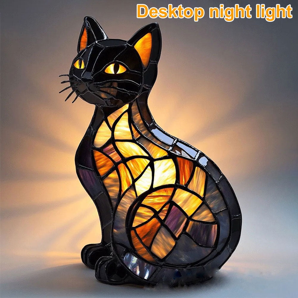 HzyK Novelty Cat lamp Cats Series Art Night Light Vintage Pet Cats ...