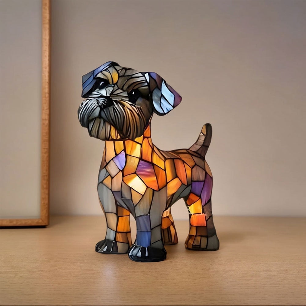 HzyK 2025 New 3D Stained Glass Schnauzer Lamp, Dog Series Art Night ...