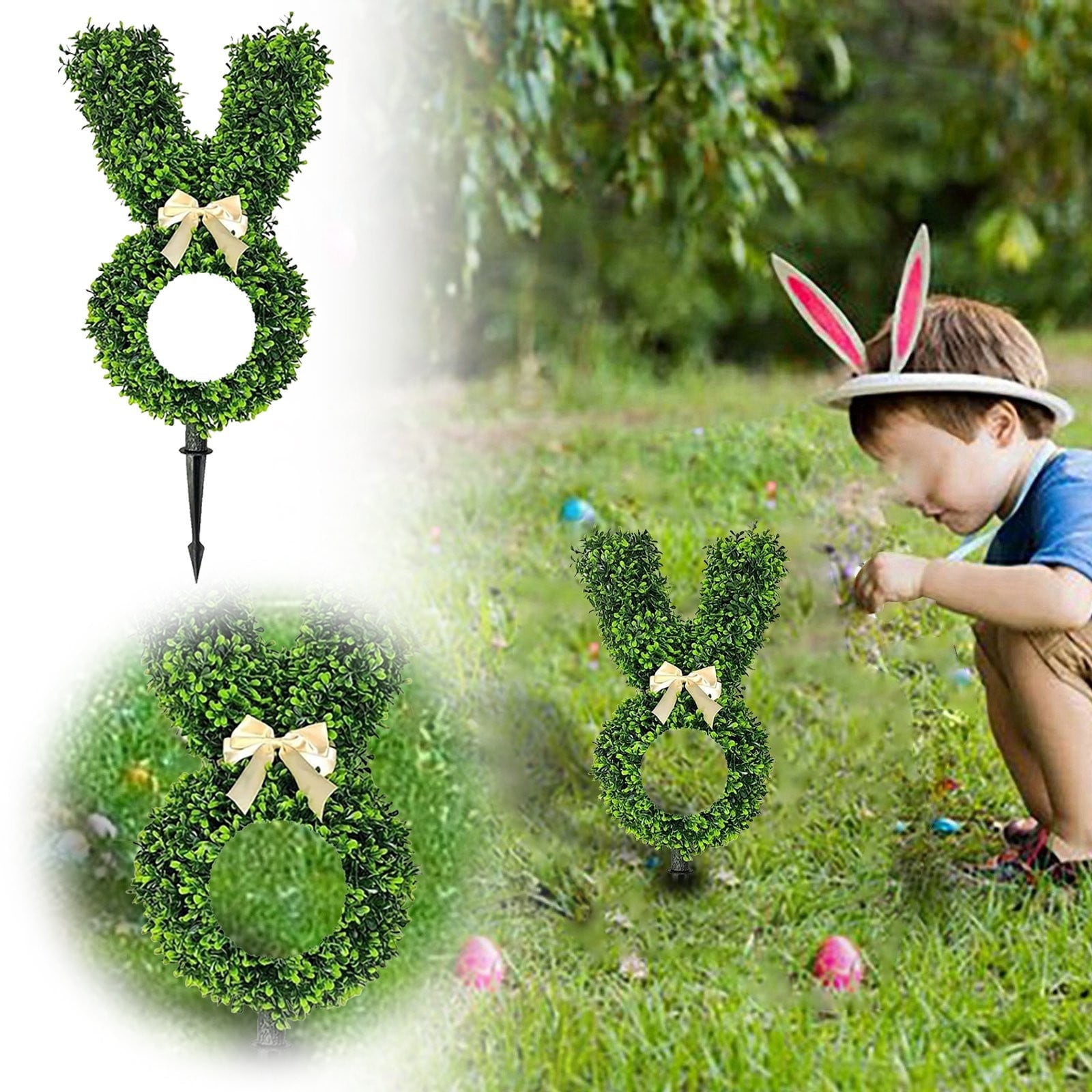 Hzyk Artificial Easter Bunny Topiary Tree Boxwood Topiaries Plant For ...