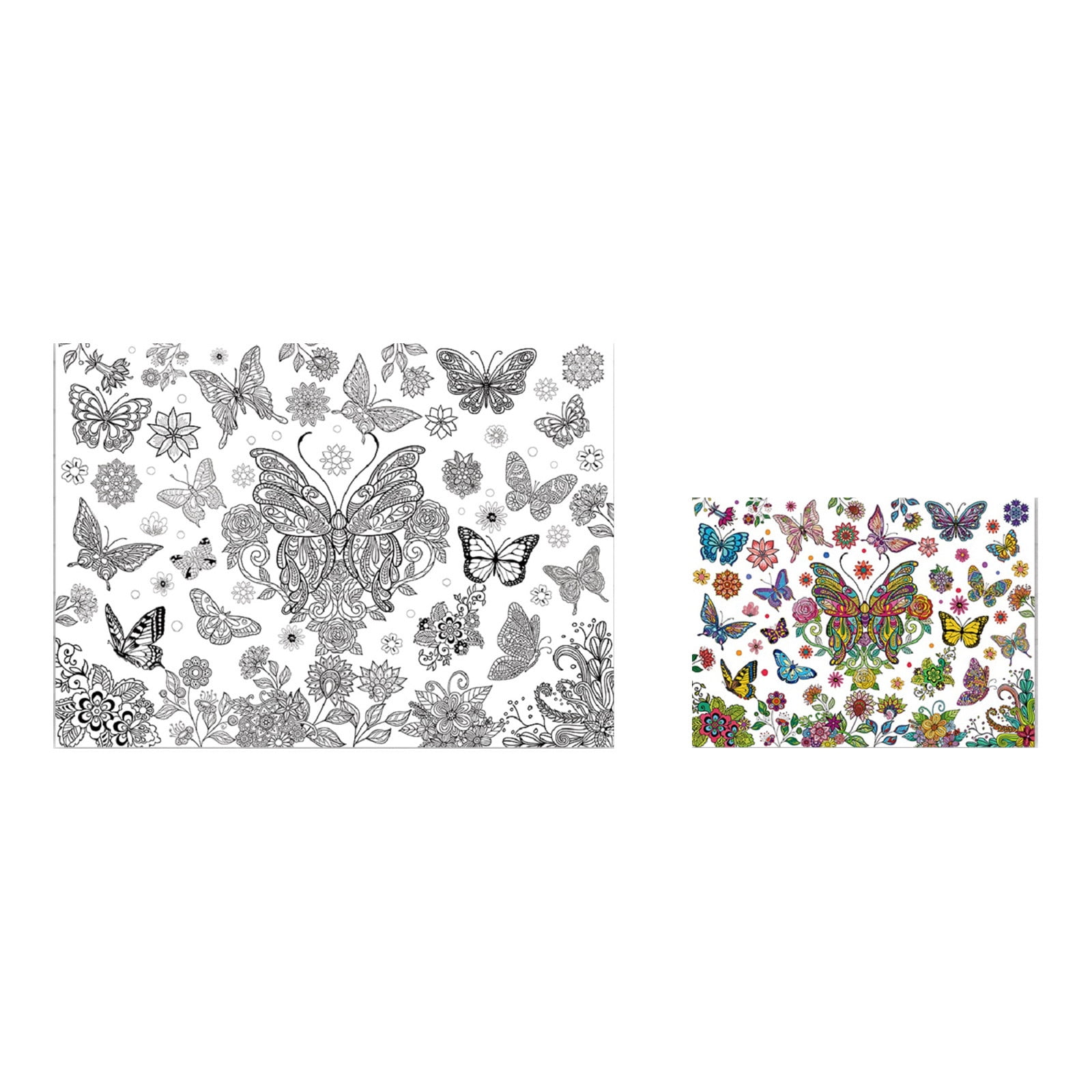 Hzyk Butterfly and Flower Coloring Poster Set for Adults and Kids Large ...