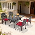 Hzzkey 5-Piece Cast Aluminum Patio Dining Set, Round Table & 4 Chairs ...