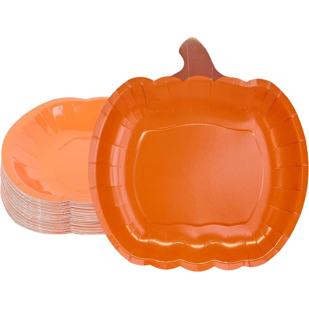 Hzzsbu 20-count Pumpkin Paper Plates, 9 Inch Fall Thanksgiving Harvest ...