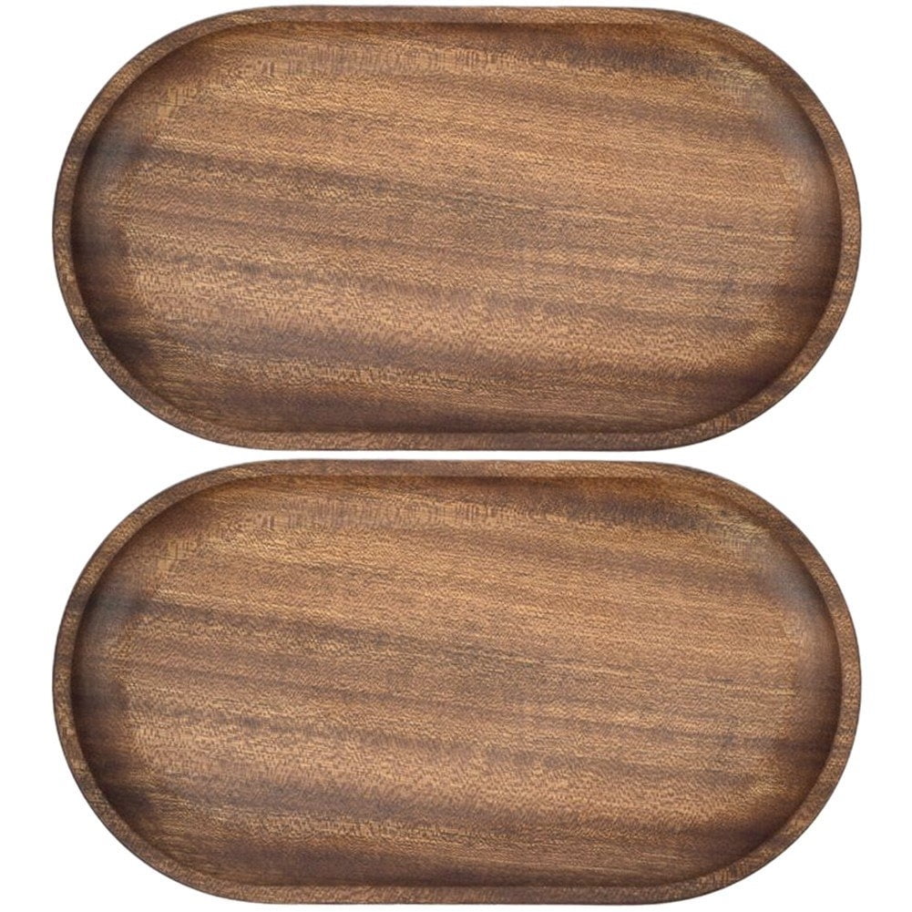 Hzzsbu Wood Serving Plates Set of 2, 7in Oval Wooden Trays for Cheese ...