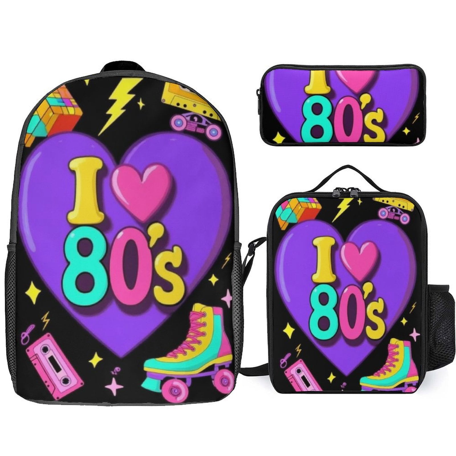 I ♥ 80's Retro Vibes 3D Printed 3pcs/Set Bags Laptop Daypack Backpack ...