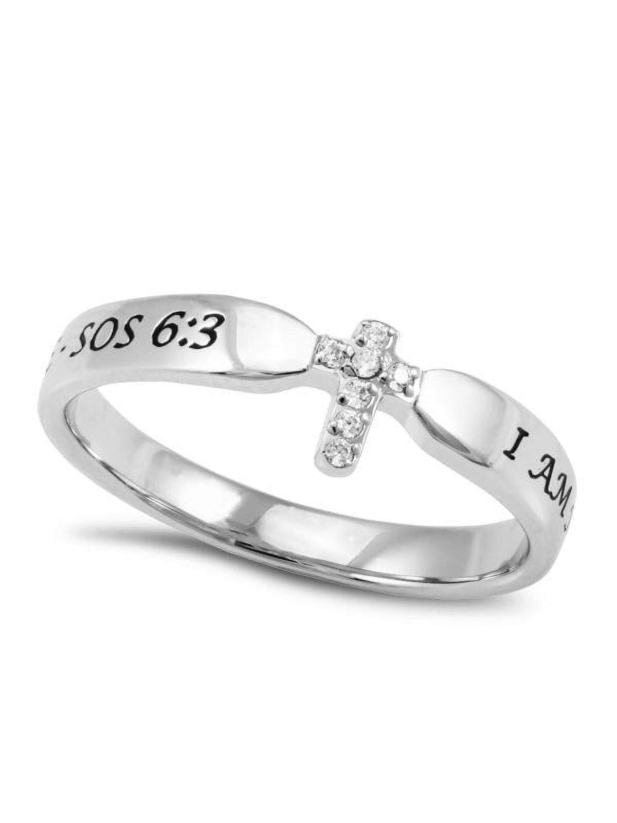 I AM MY BELOVED Cross Ring with Bible Verse, Stainless Steel Christian ...