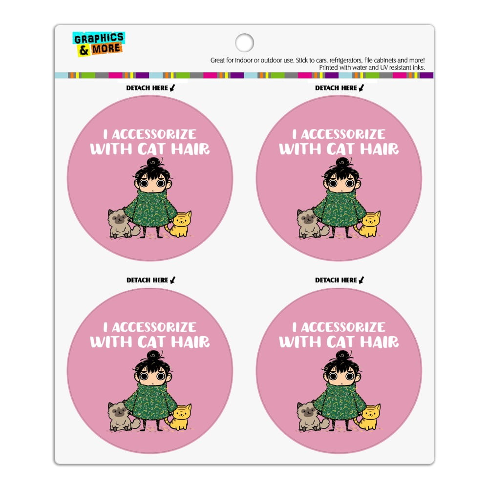 I Accessorize with Cat Hair Fur Refrigerator Fridge Locker Vinyl Circle ...